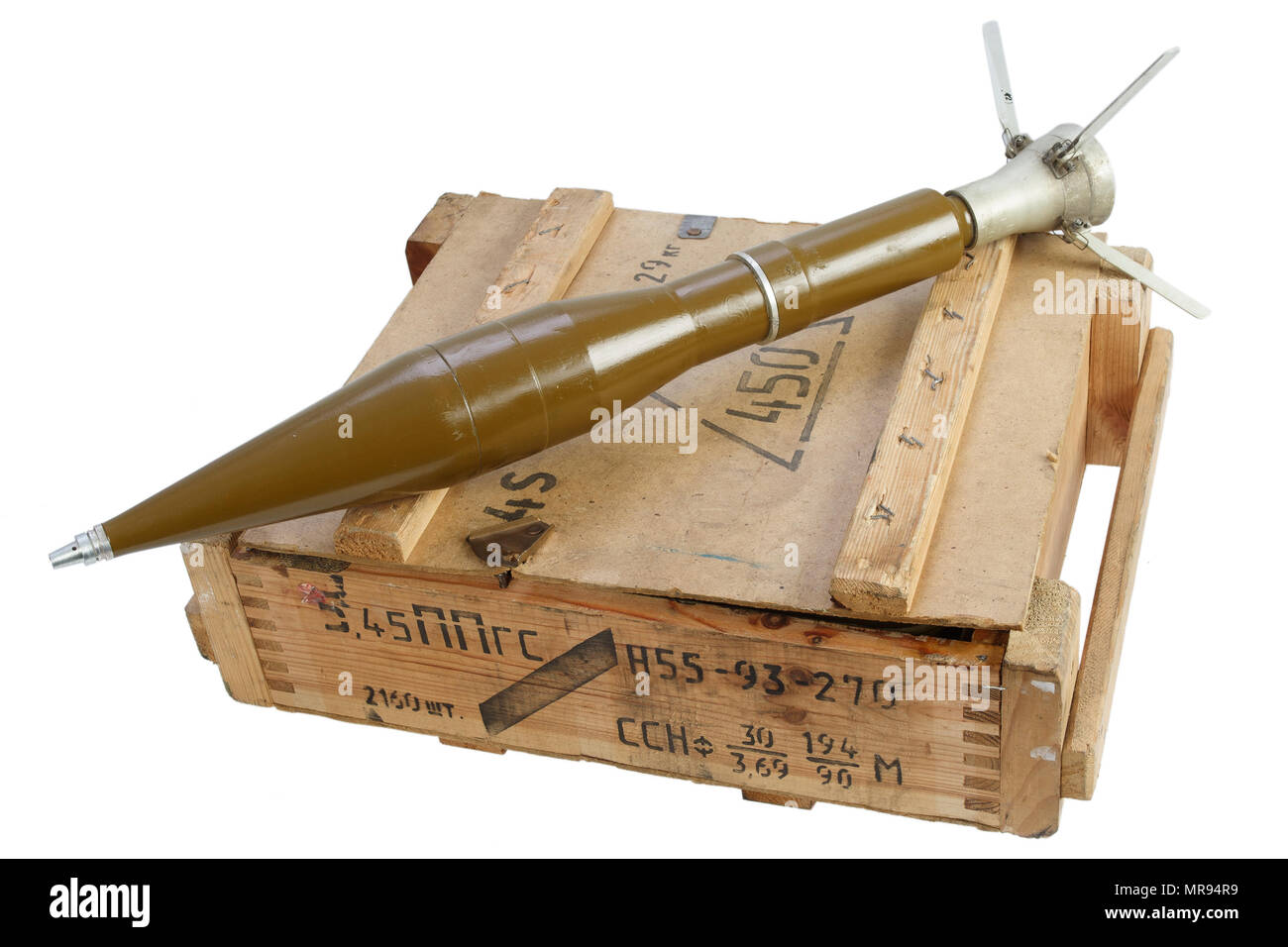 army box of ammunition with rocket-propelled grenade isolated Stock ...