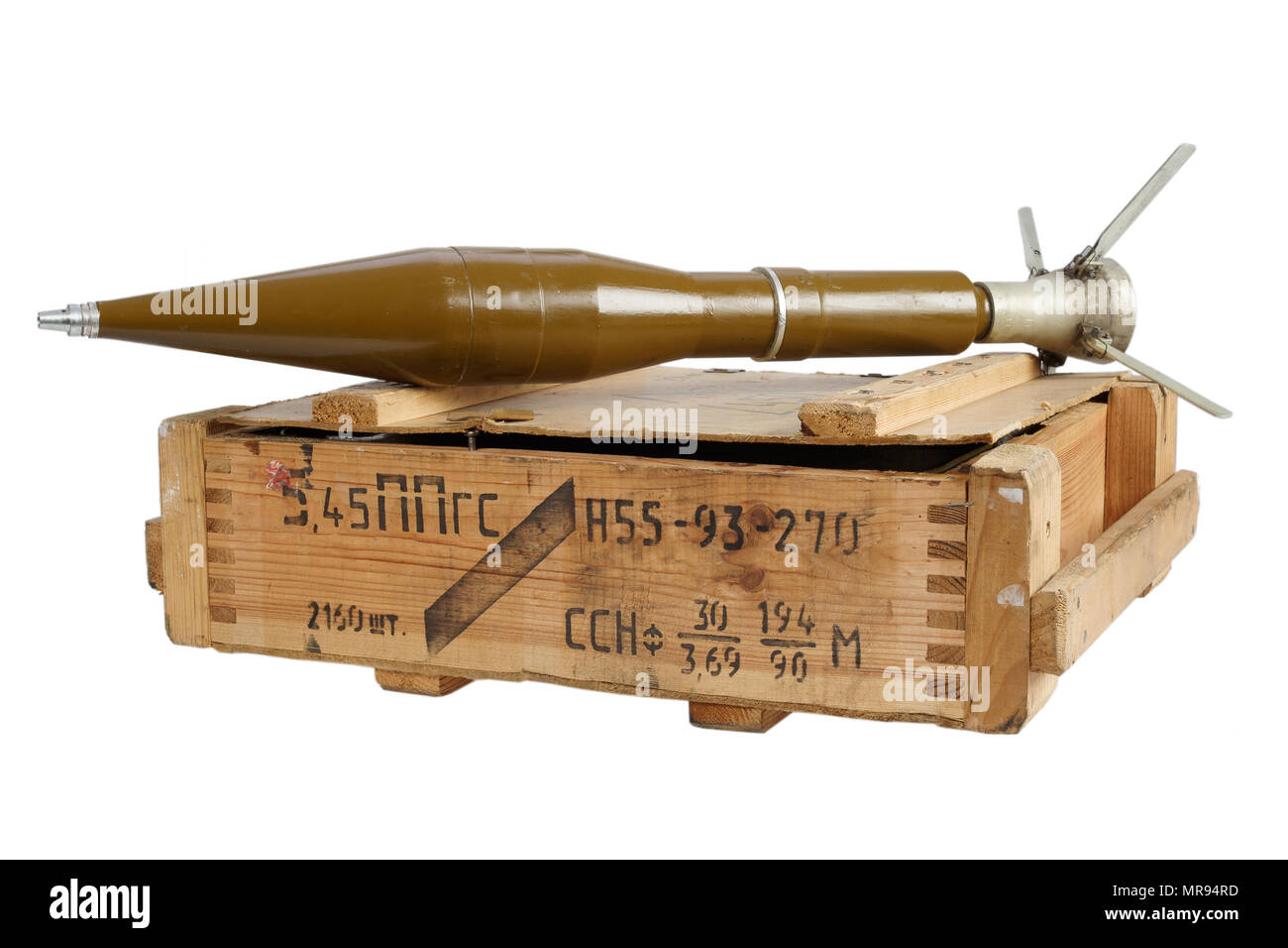 army box of ammunition with rocket-propelled grenade isolated Stock ...