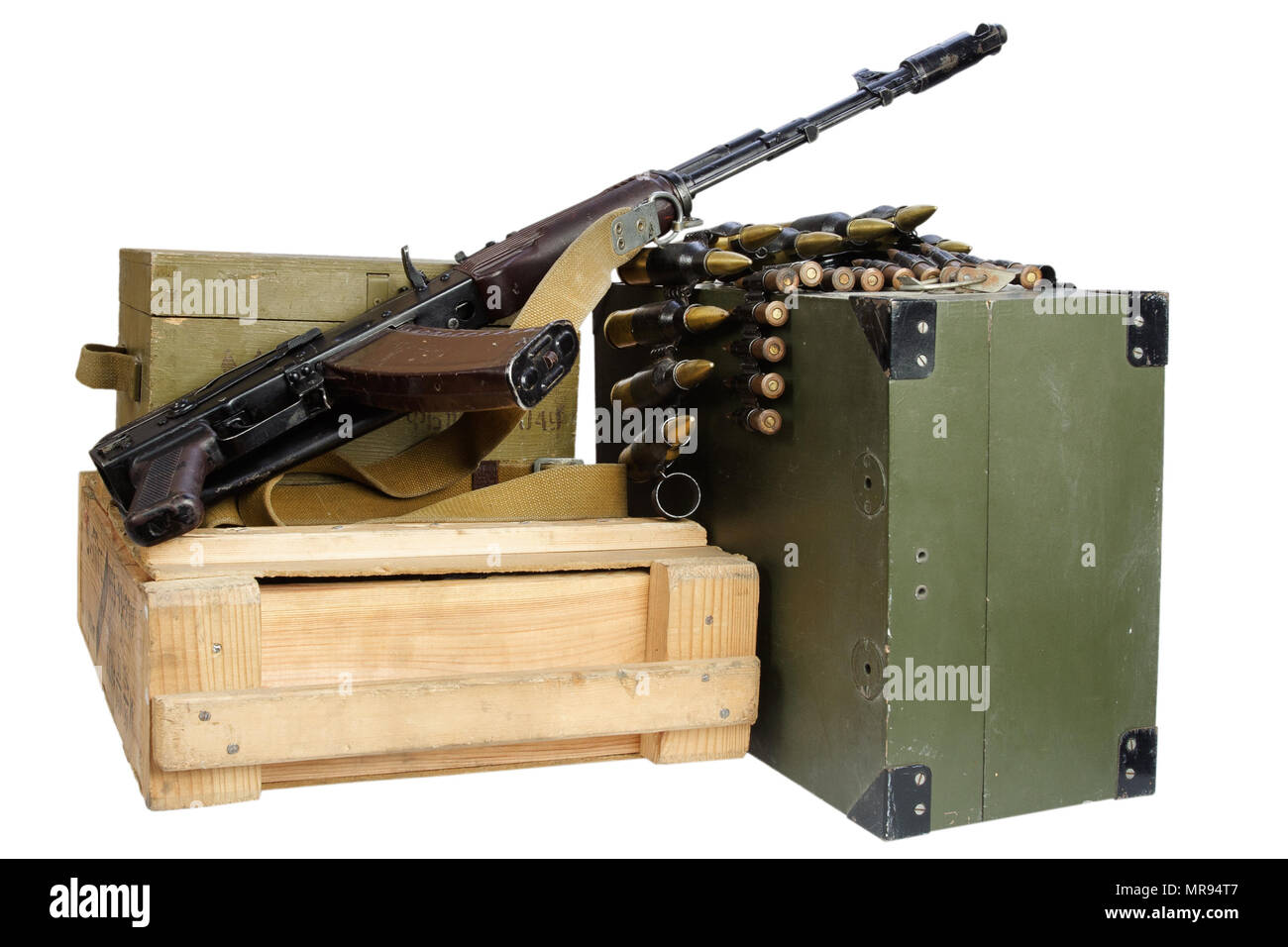 army box of ammunition with AK rifle and ammunition isolated Stock ...