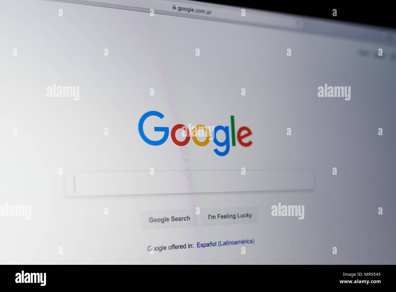 New york, USA - May 25, 2018: Google search bar on laptop screen close ...