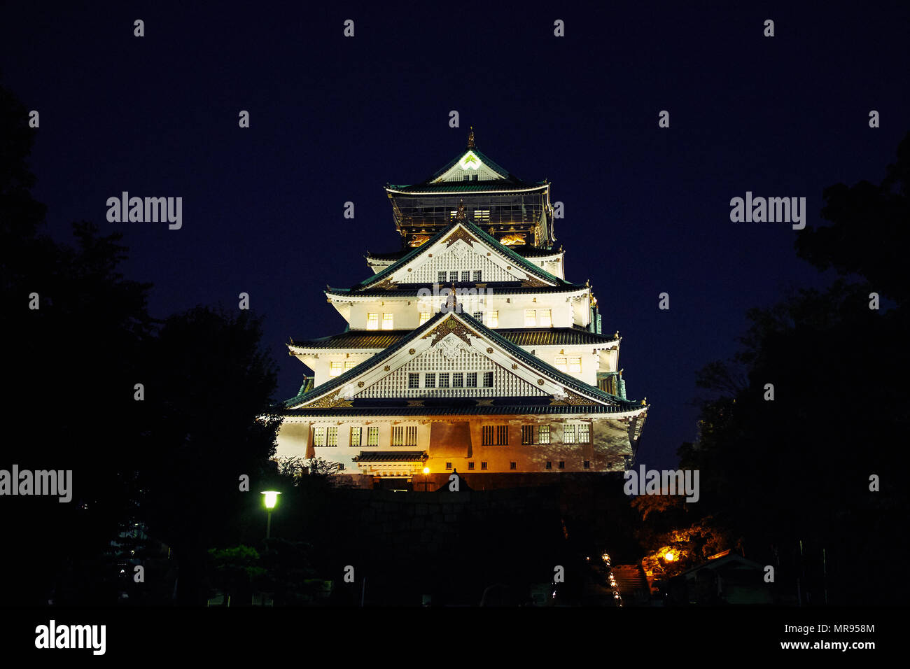 Osaka Castle at Sunset Stock Photo - Alamy