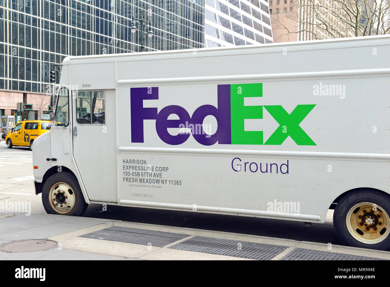 NEW YORK CIRCA MARCH 2018. FedEx delivery Truck in New York, a company ...