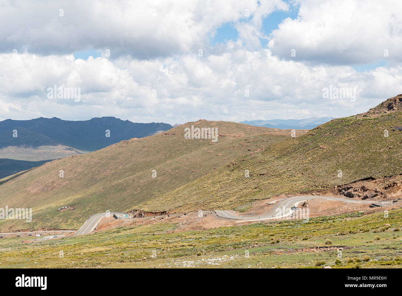 Black Mountain Pass in Lesotho. The highest point of the pass is 3240 ...