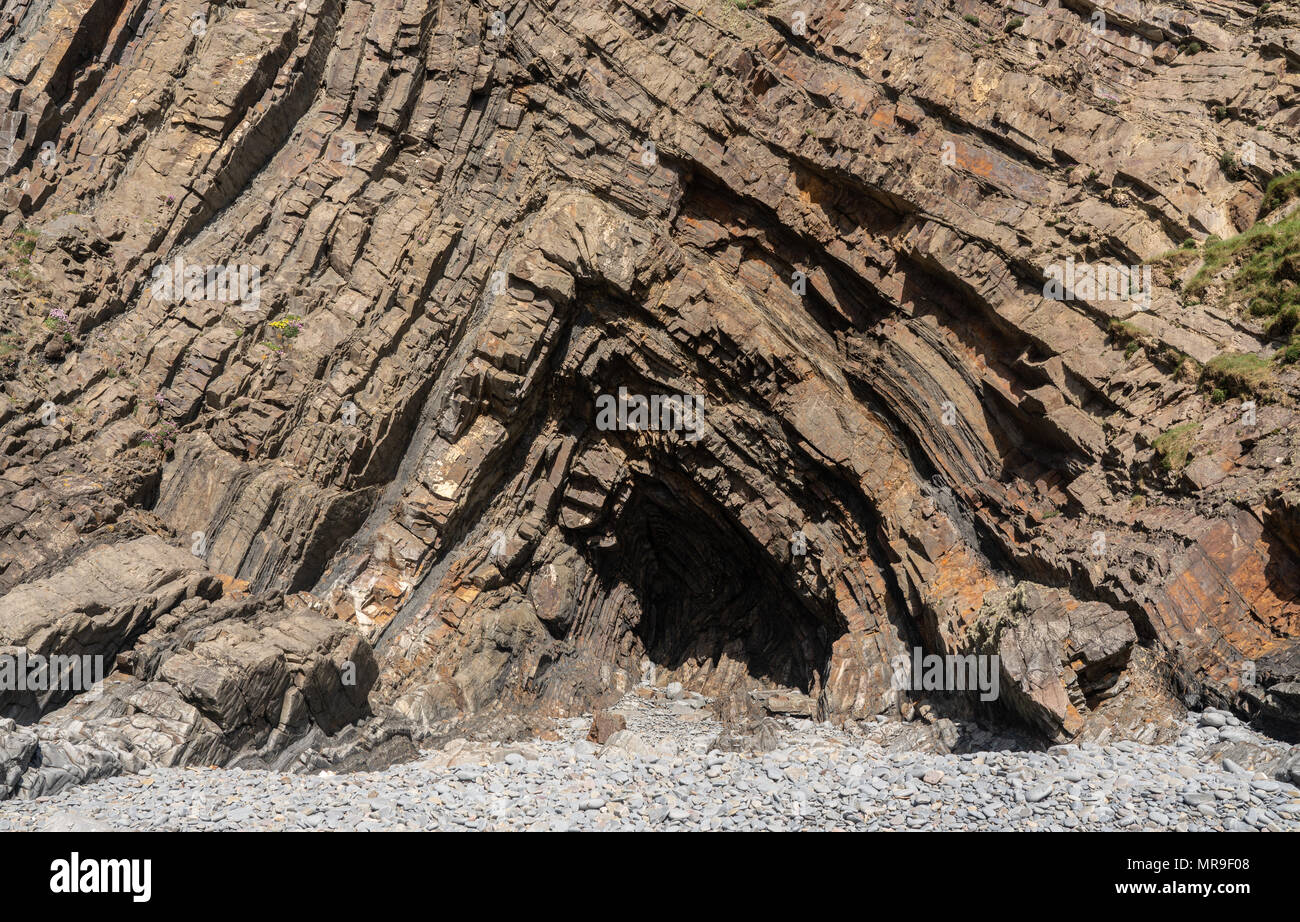 Unique structure of rocks at Hartland Quay in North Devon Stock Photo ...