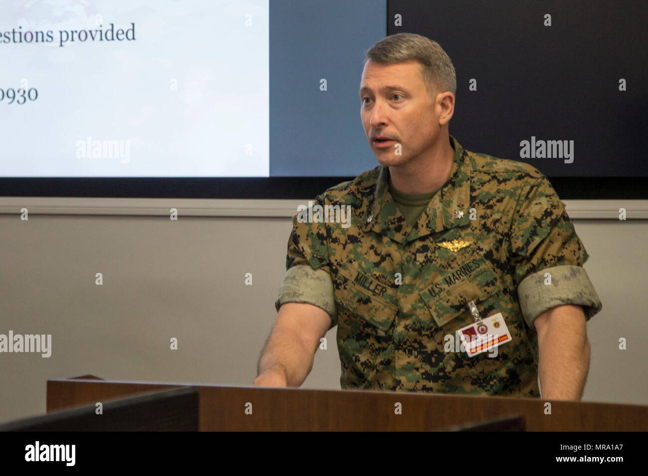 U.S. Marine Corps Lt. Col. Alexander H. Miller, senior watch officer ...