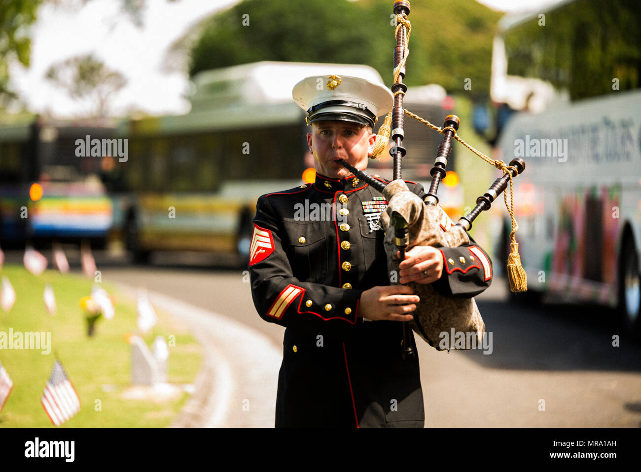 U.S. Marine Sgt. Noah Berry plays ‘Rowen Tree’ during the 68th Memorial ...