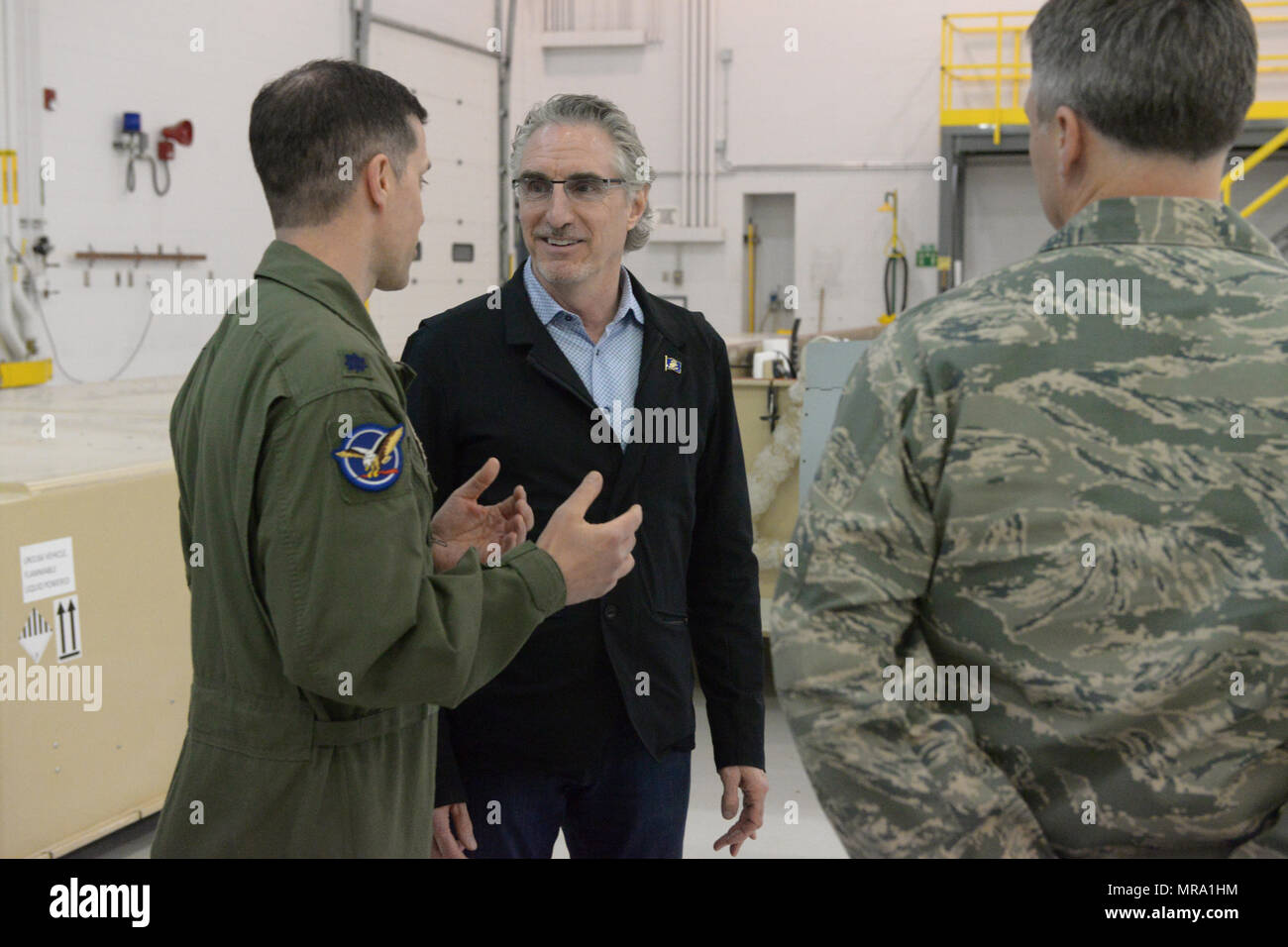North Dakota Gov. Doug Burgum visits with unit members during a base ...