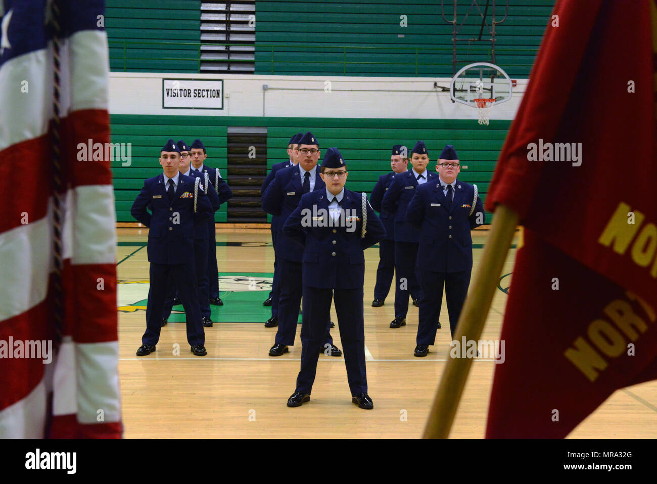 The Sioux City JROTC stands at parade rest while they await the drill ...