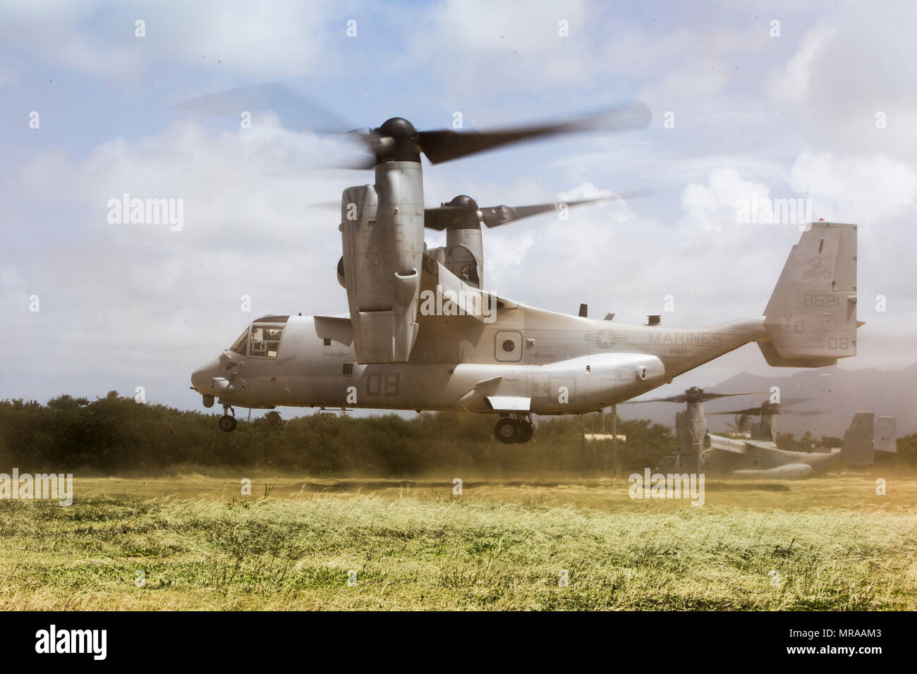 A U.S. Marine Corps MV-22 Osprey aircraft with Marine Medium Tiltrotor ...
