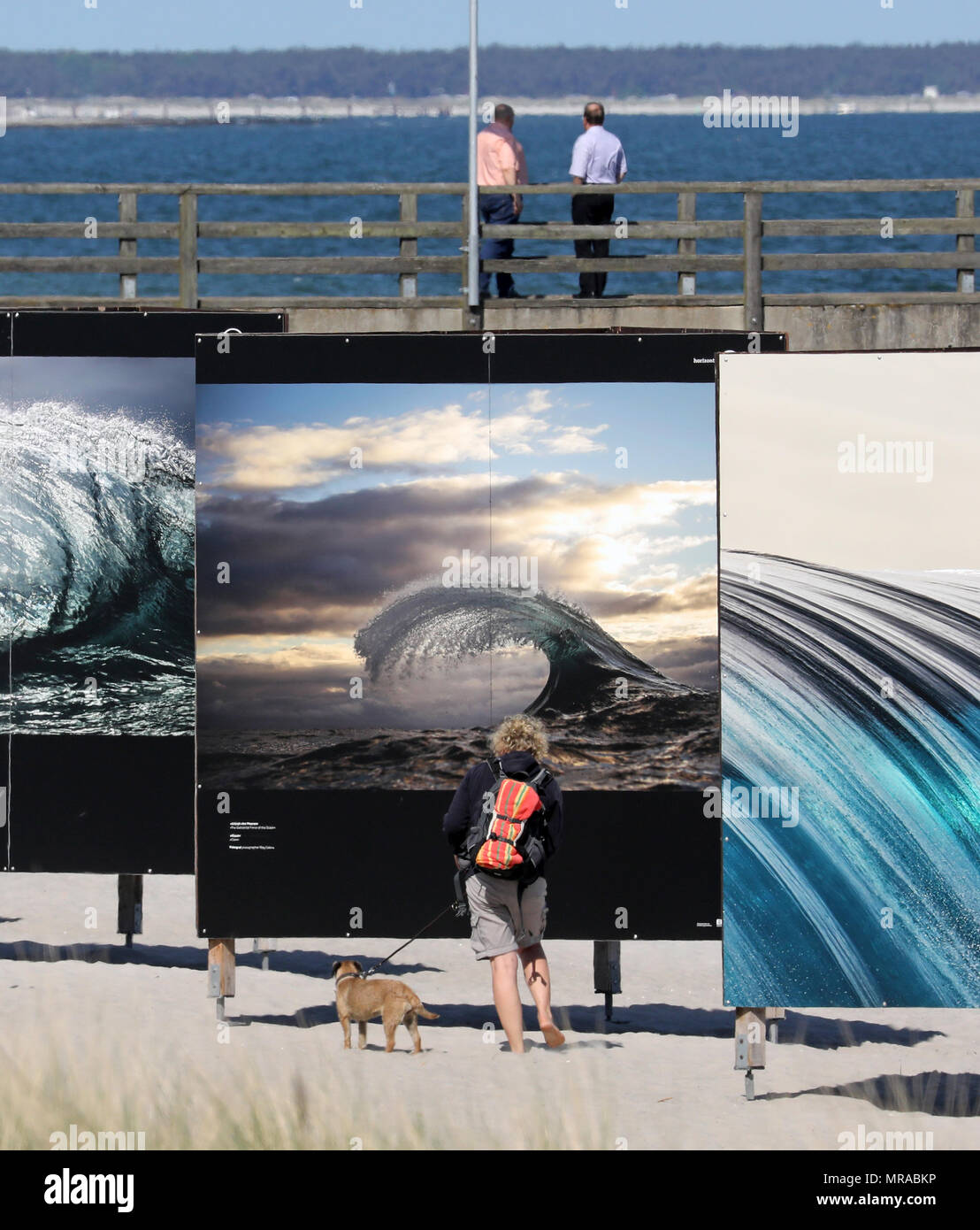 Zingst, Germany, 25 May 2018: Large photographs of waves taken by Ray ...