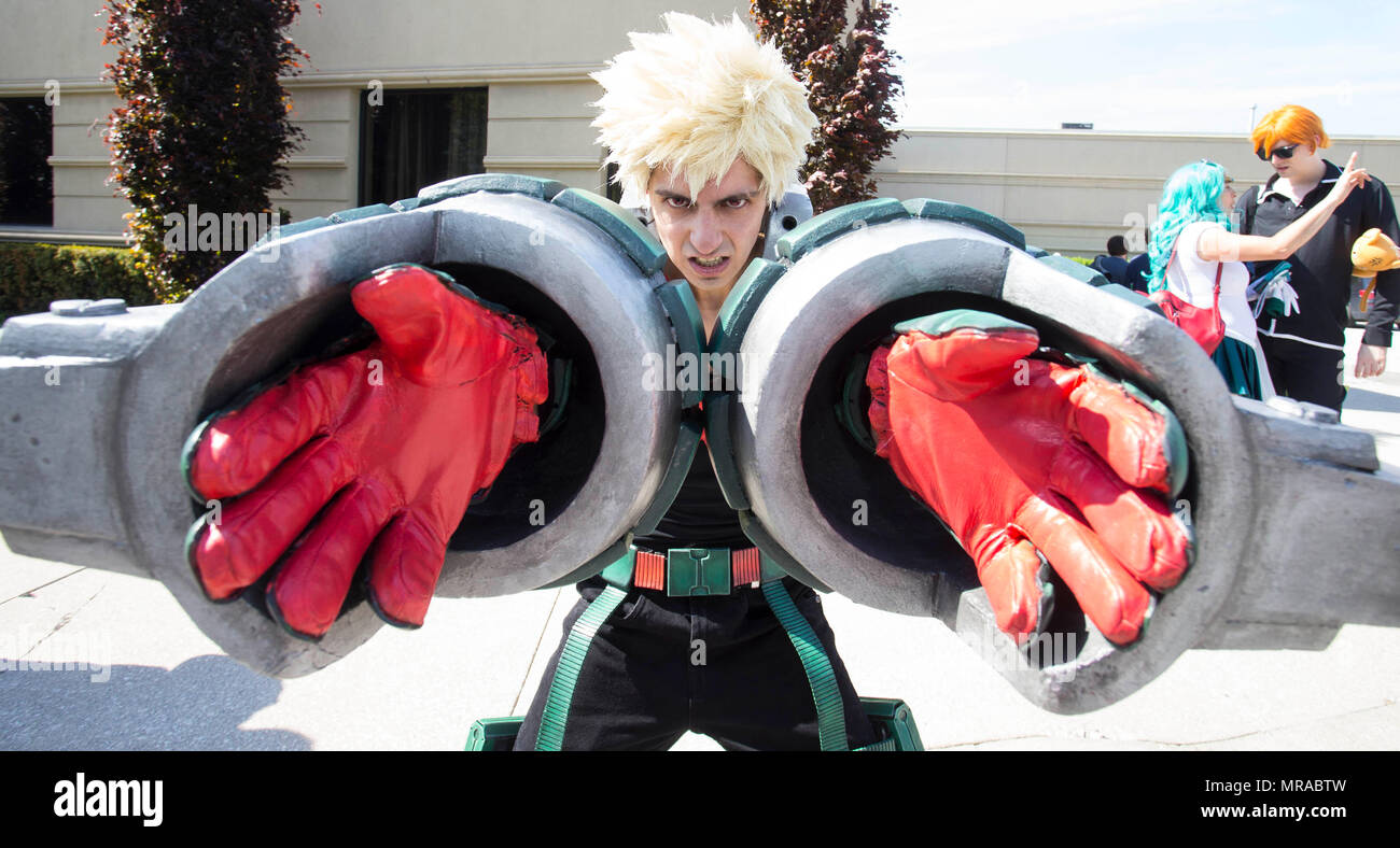 Toronto, Canada. 25th May, 2018. A cosplayer poses for photos during ...