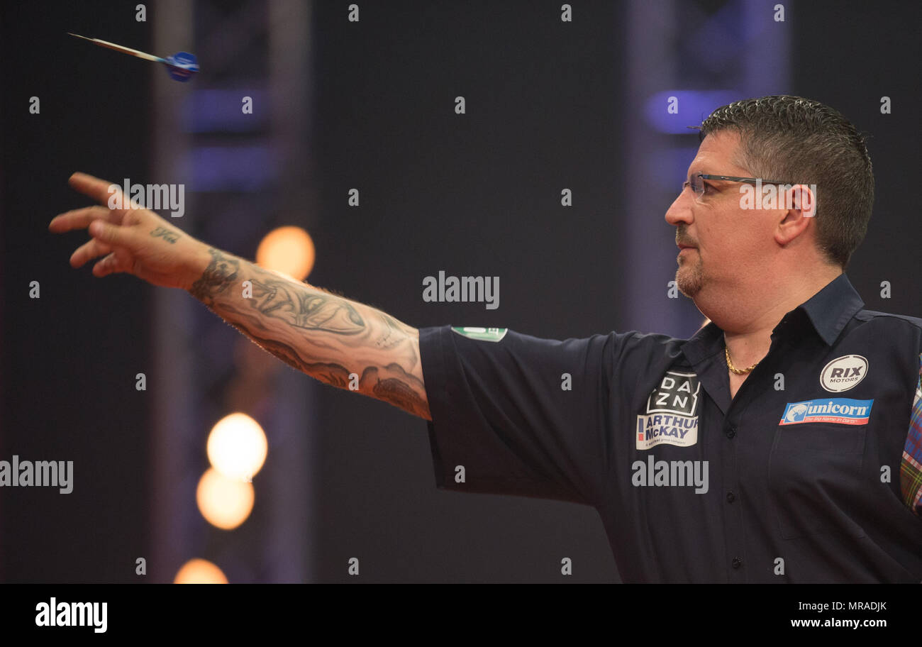 25 May 2018, Germany, Gelsenkirchen: Scottish darts player Gary ...