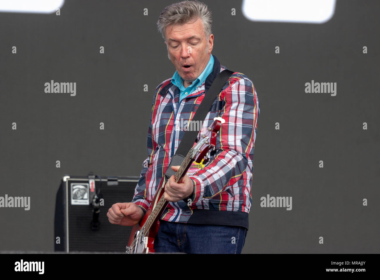 Belfast, UK, 26 May 2018. Mickey Bradley from The Undertones joined Ash ...