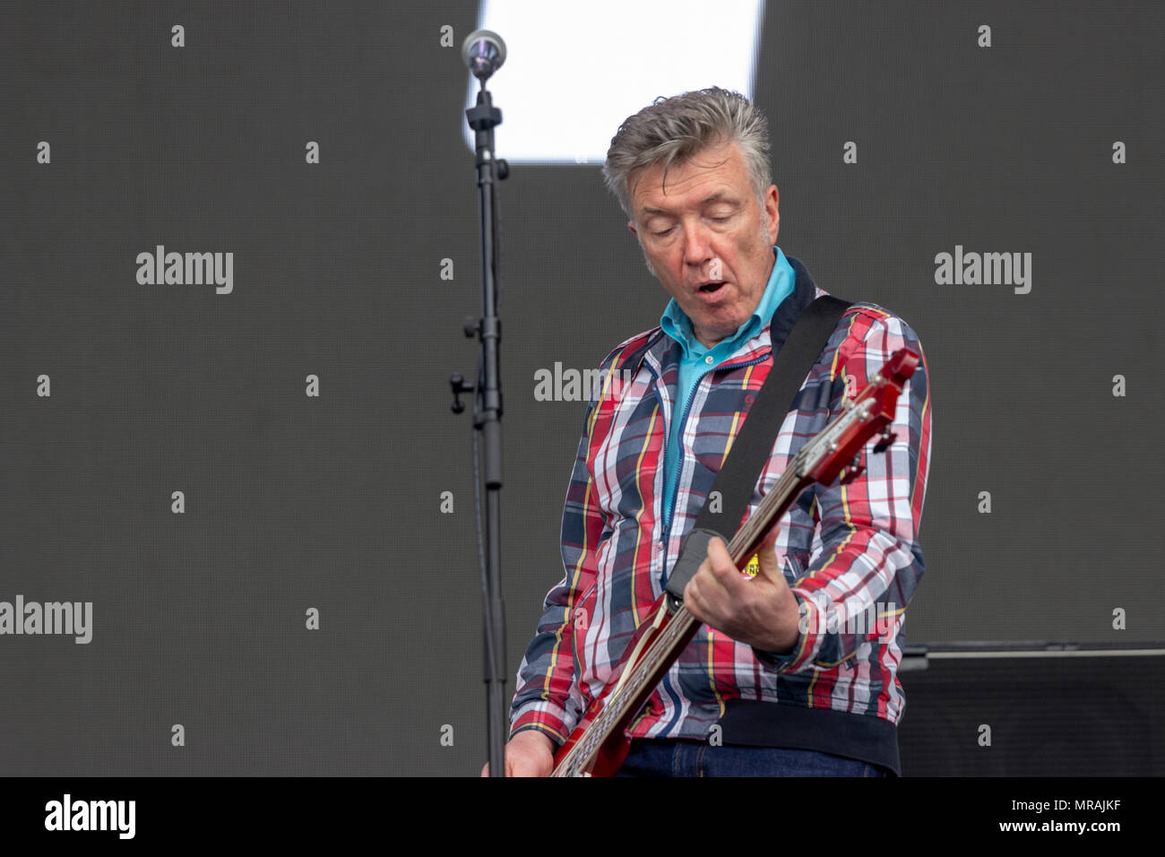 Belfast, UK, 26 May 2018. Mickey Bradley from The Undertones joined Ash ...