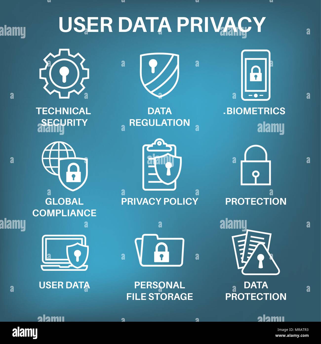 GDPR & Privacy Policy Icon Set with locks, padlocks and shields Stock ...