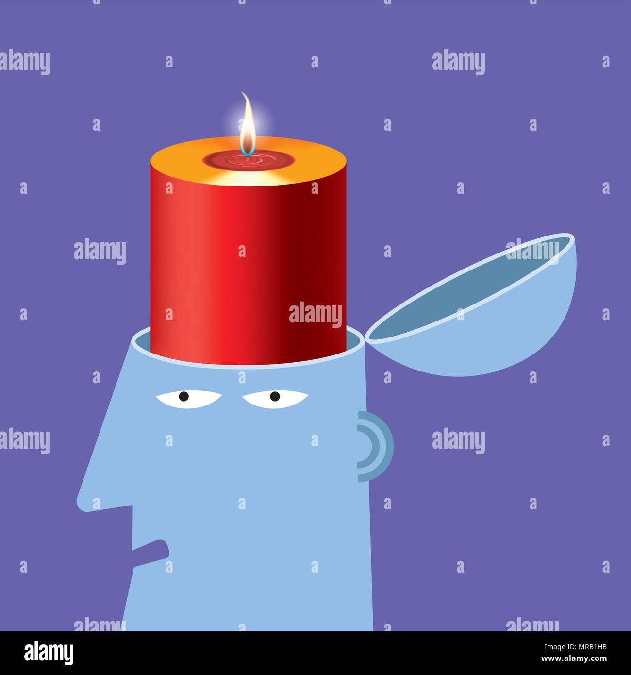 Artificial intelligence concept design, red candles in the brain Stock ...
