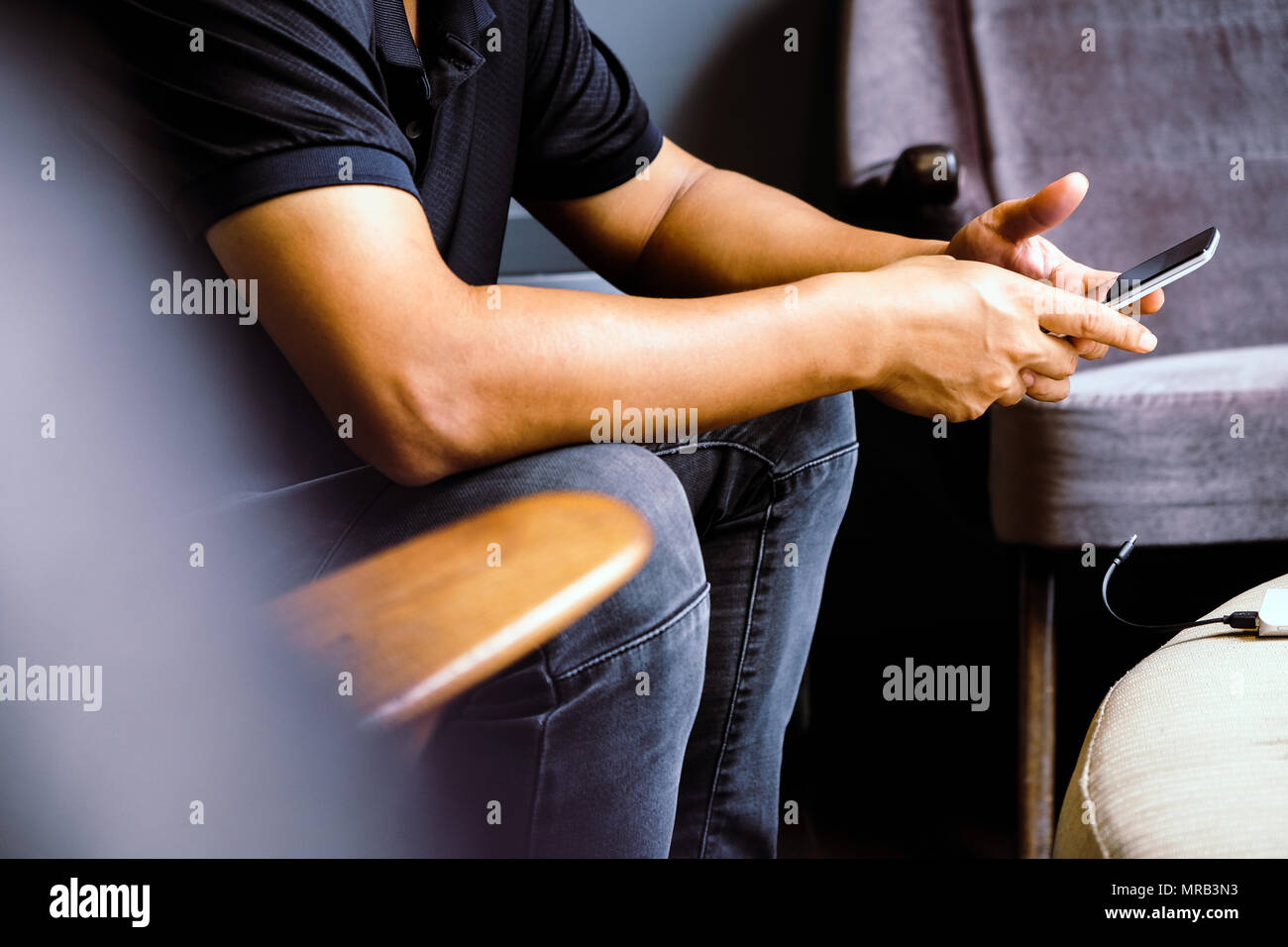 Using Smart Phone, Closeup of man hands holding and touching a ...