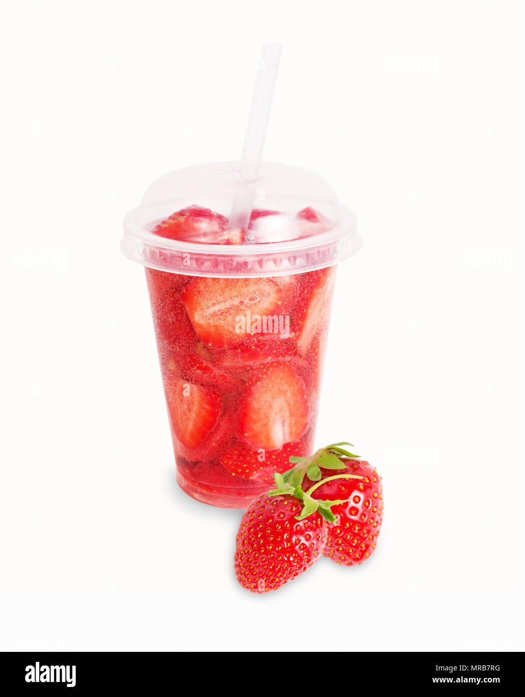 Strawberry lemonade isolated on white background Stock Photo - Alamy