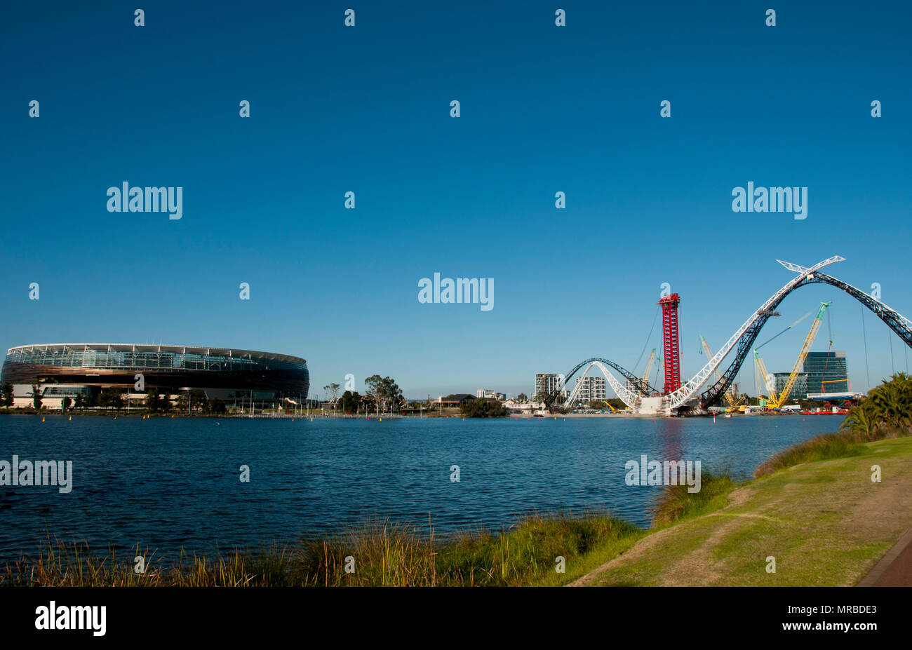 Construction of Matagarup Bridge - Perth - Australia Stock Photo - Alamy
