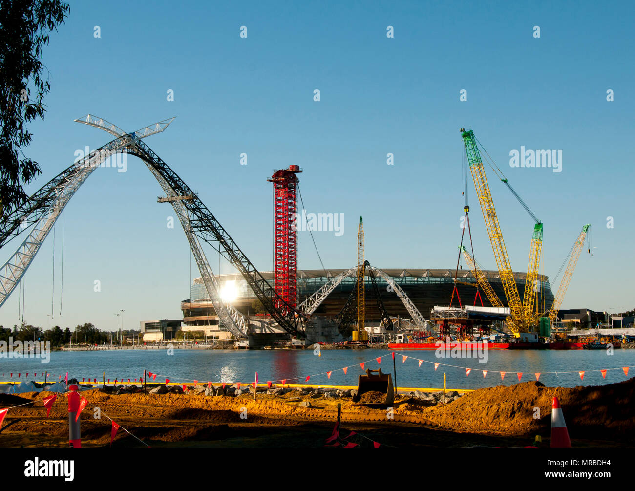 Construction of Matagarup Bridge - Perth - Australia Stock Photo - Alamy