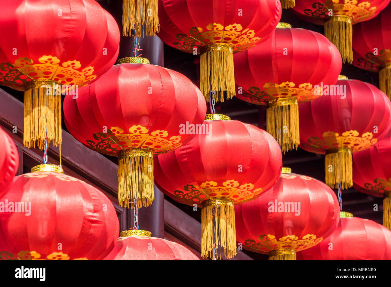 Chinese red fabric lanterns Stock Photo - Alamy