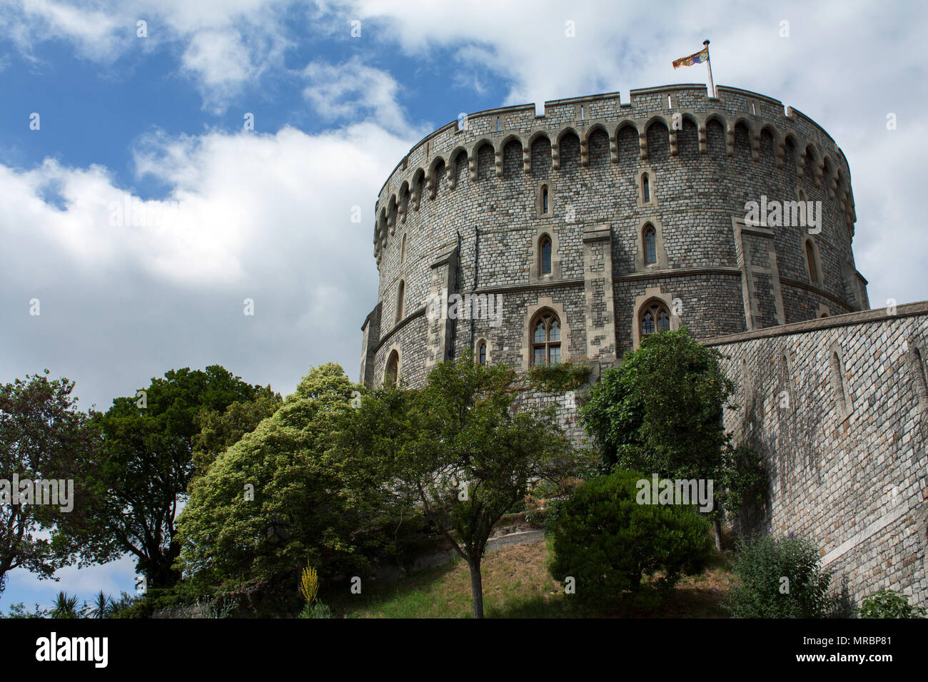 Round tower in Windsor castle, residence of the british royal family in ...