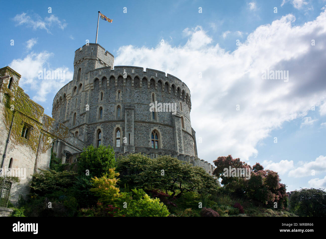 Round tower in Windsor castle, residence of the british royal family in ...