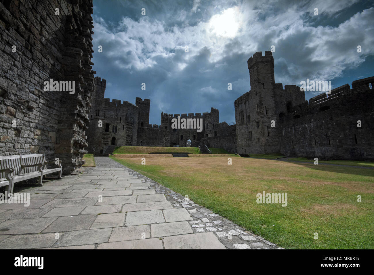 Inner courtyard of Caernarfon castle in North Wales, UK Stock Photo - Alamy