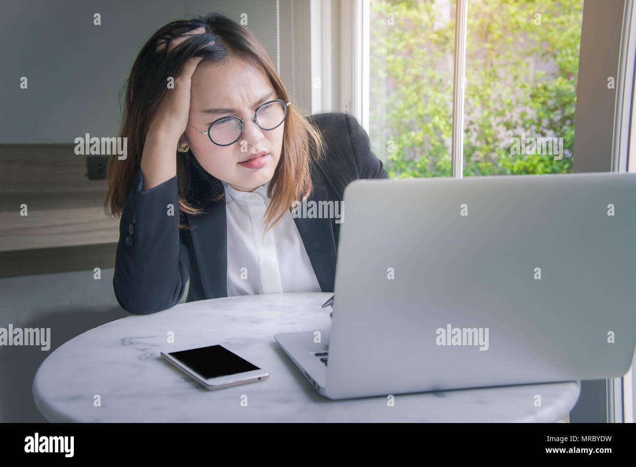 working woman , young business woman asian style busy and Stressful job ...