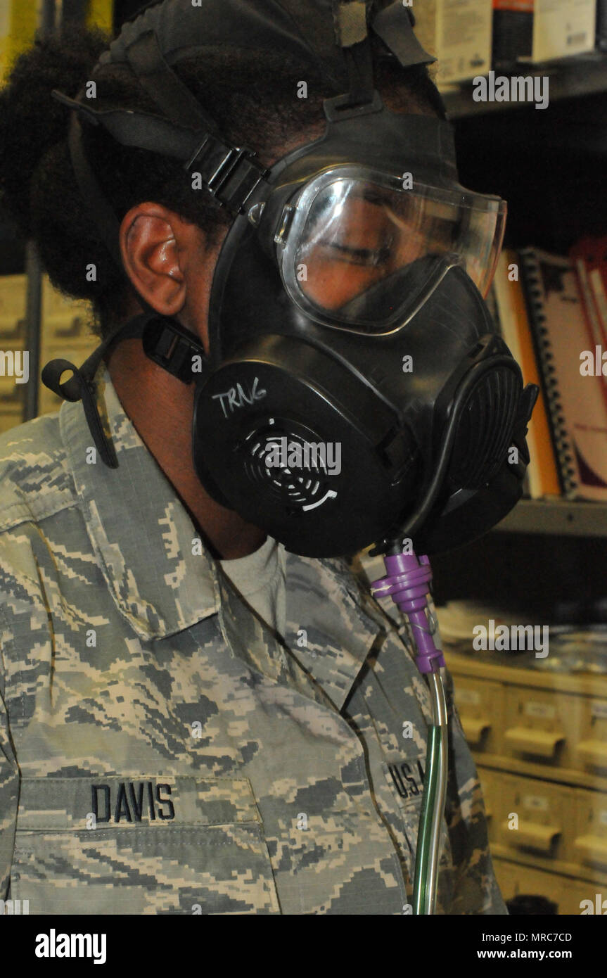 Airman Keyonna Davis, 916th Maintenance Squadron, gets fitted for her ...