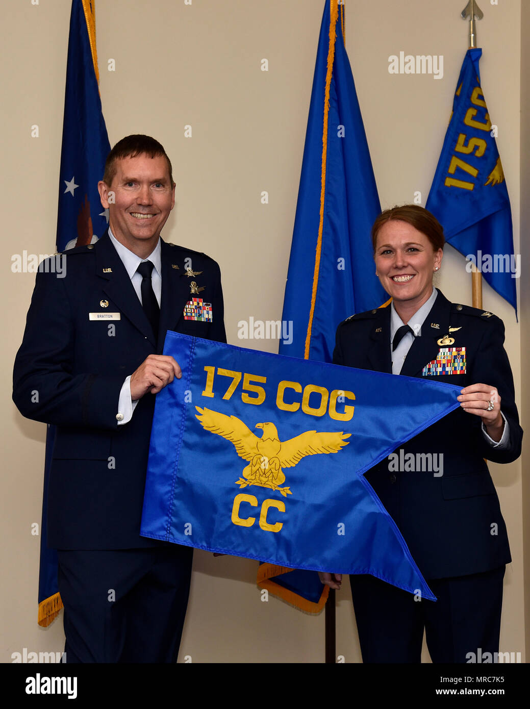 (From left) Air Force Col. Shawn Bratton, 175th Cyberspace Operations ...