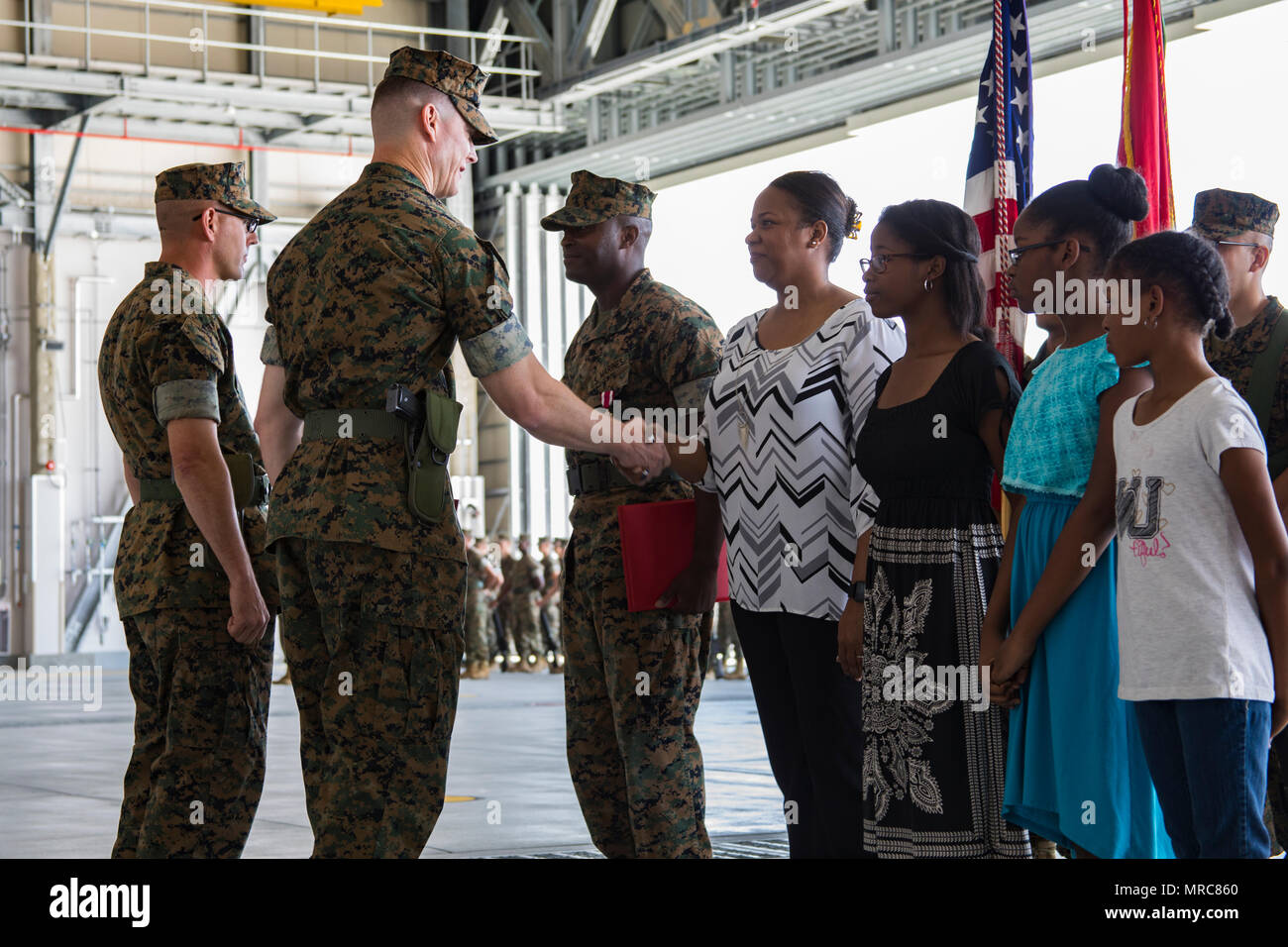 U.S. Marine Corps Lt. Col. Kevin A. Campbell, left, commanding officer ...