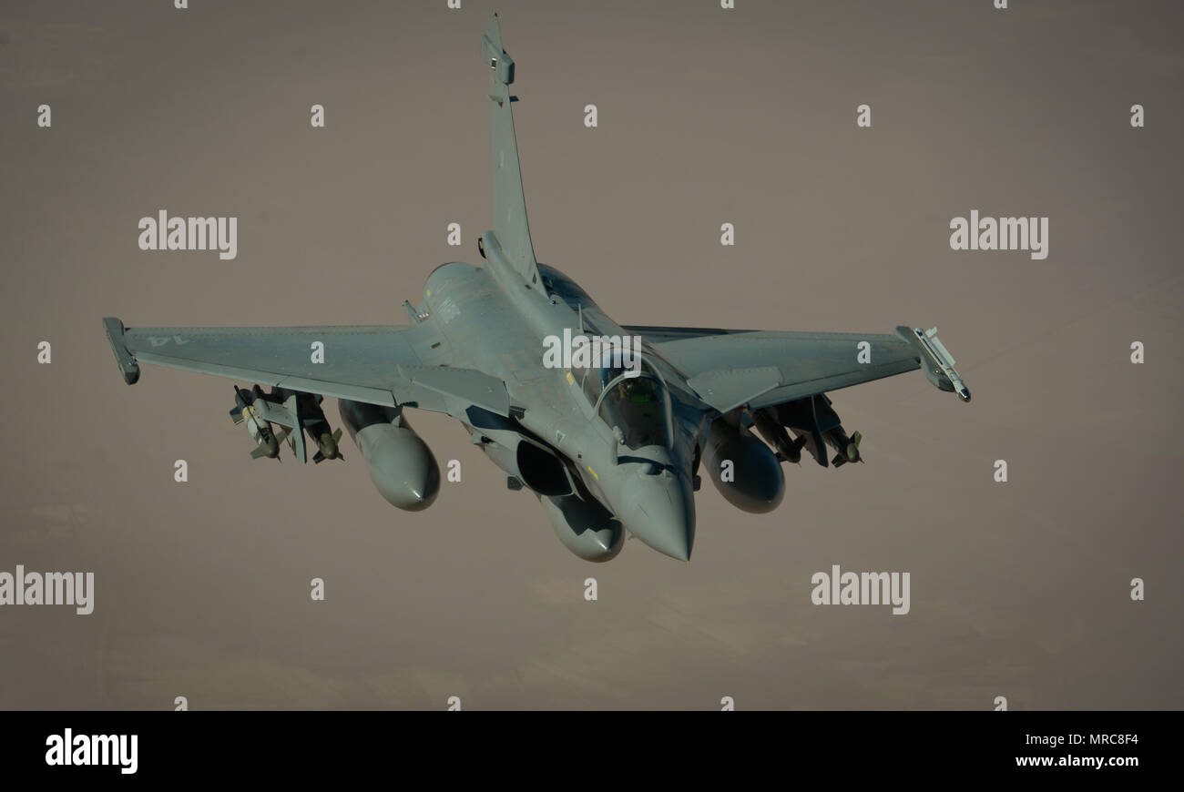 A French Naval Rafale prepares to receive fuel from a 908th ...