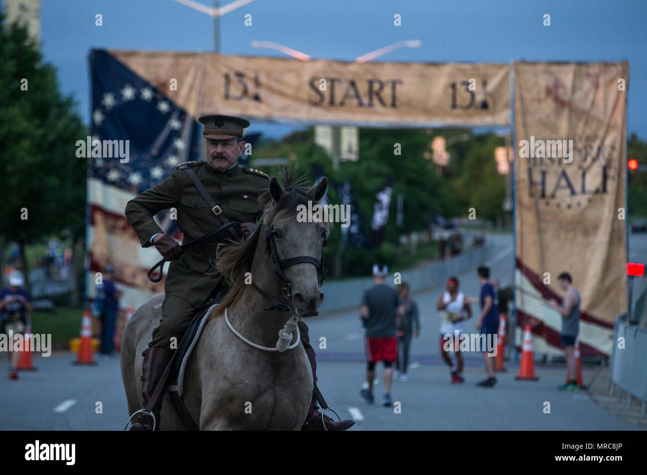 David Wayne Shuey portrays Gen. John J. Pershing at the starting line ...