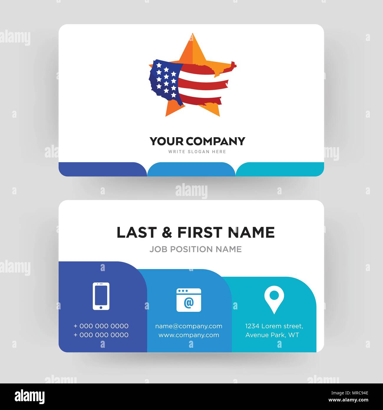 us map, business card design template, Visiting for your company ...