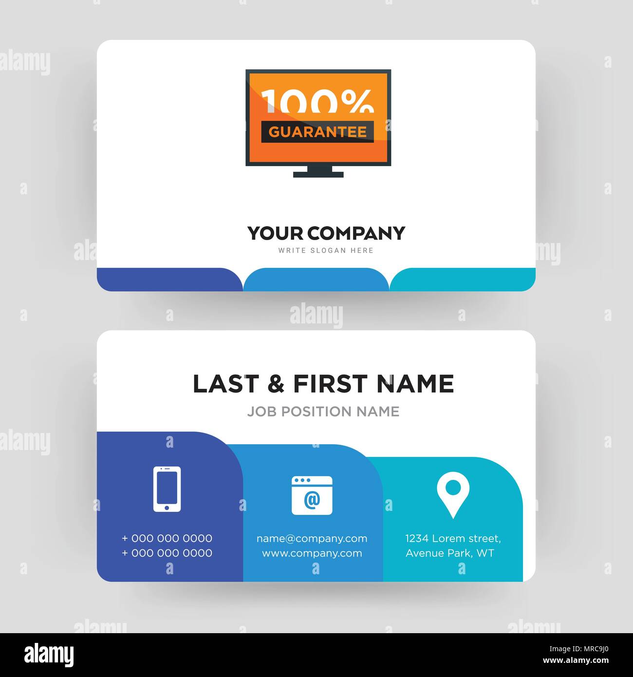 100 guarantee, business card design template, Visiting for your company ...