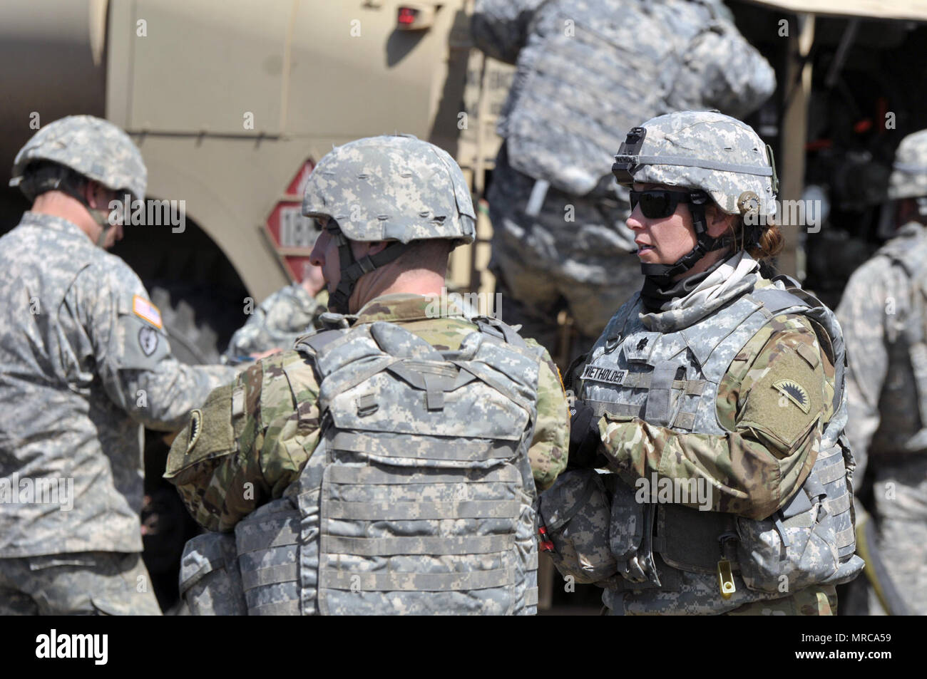 Lt. Col. Ginger Wietholder (right), Commander of 141 Brigade Support ...