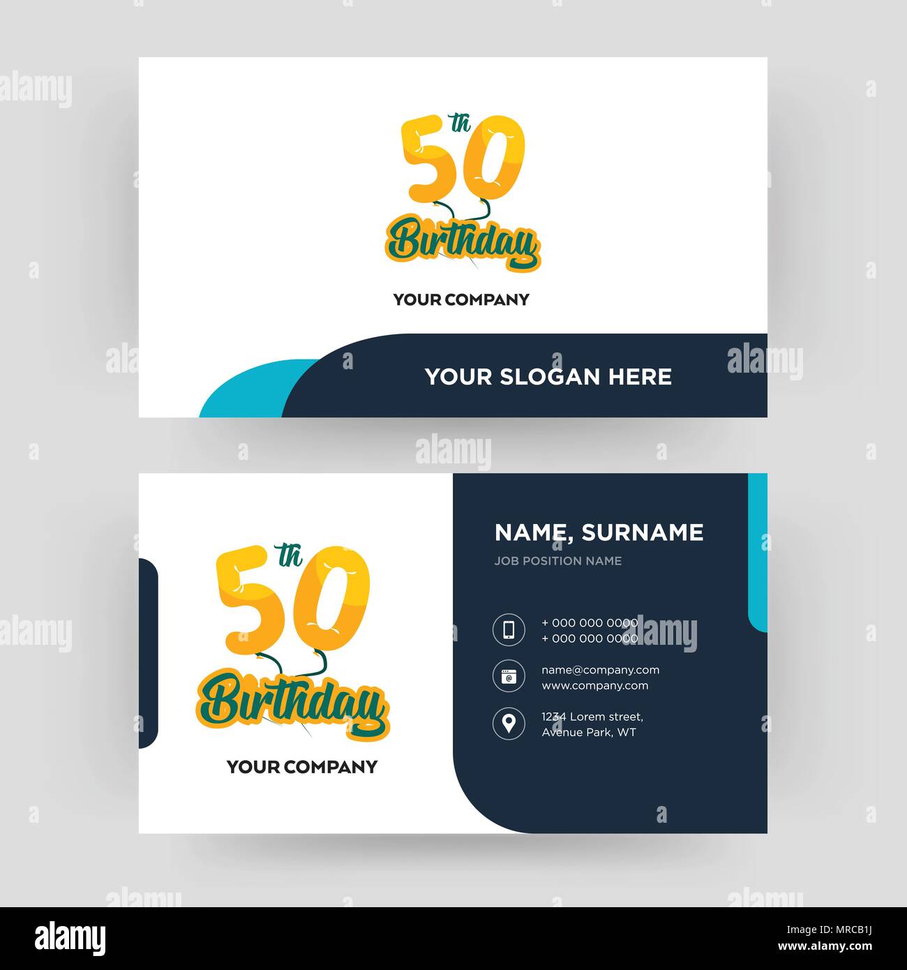 50th birthday, business card design template, Visiting for your company ...