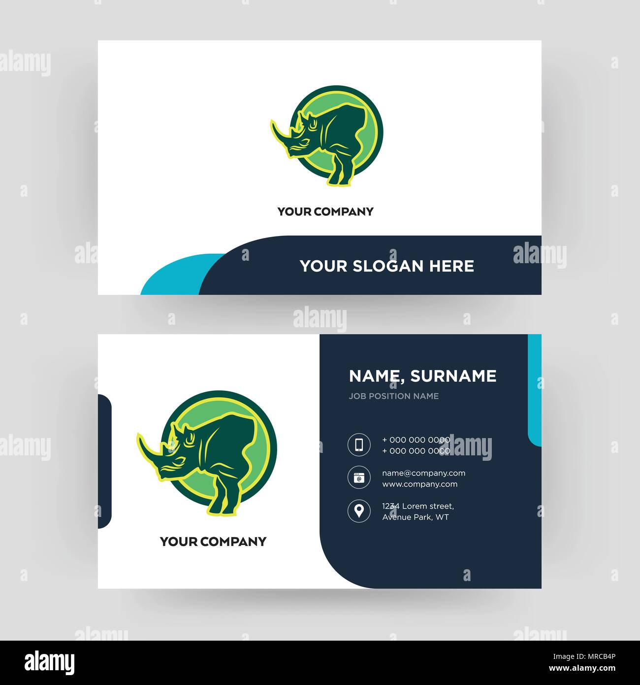 rhino, business card design template, Visiting for your company, Modern ...