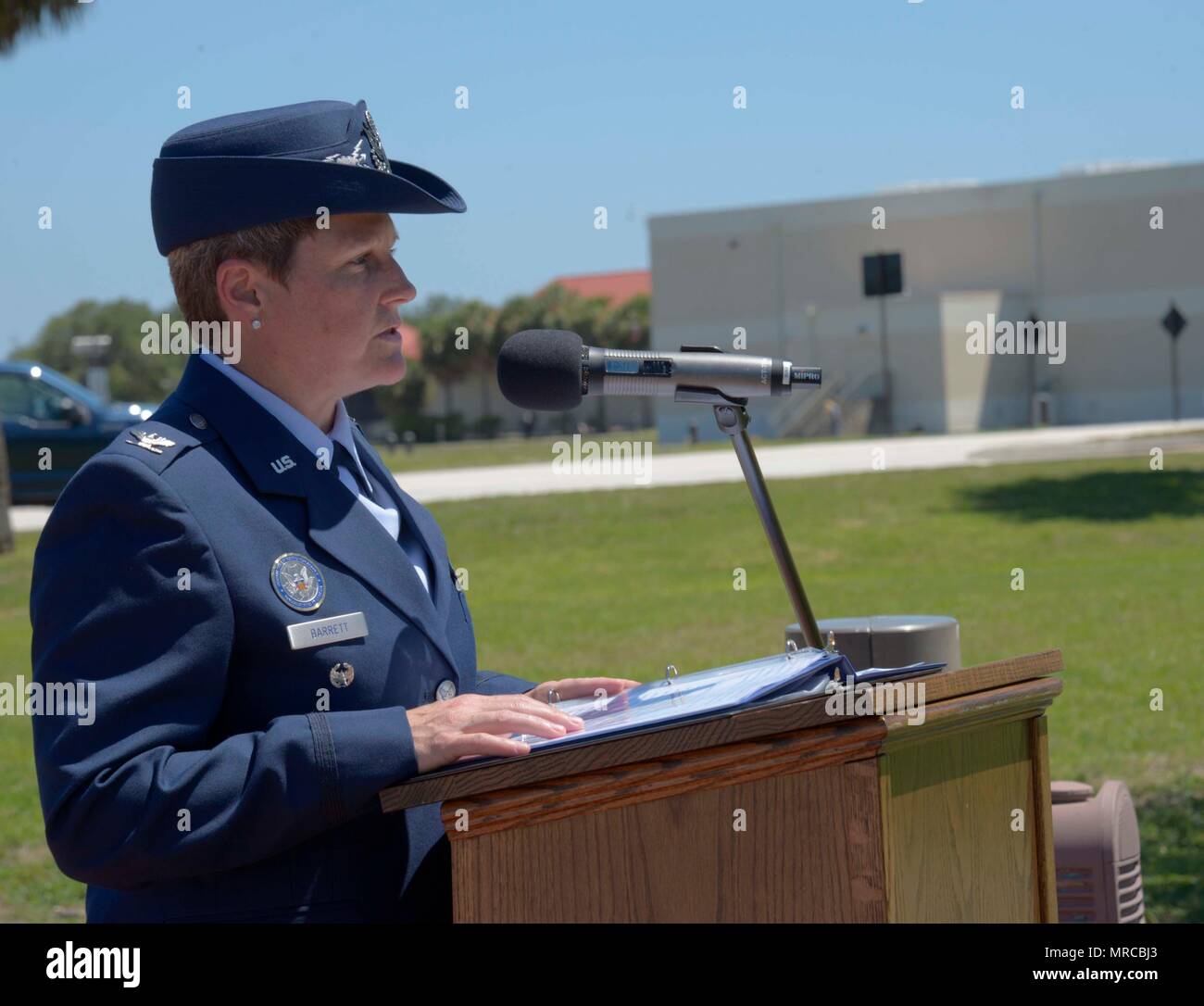 U.S. Air Force Col. Jennifer Barrett, vice commander of the 6th Air ...