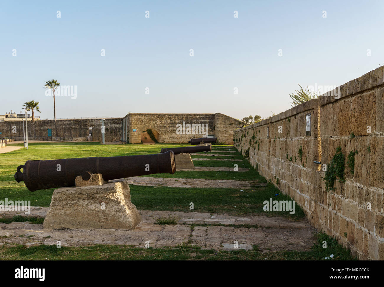 ACRE, ISRAEL - MARCH 23, 2018: Old Acre city walls, Israel. A heavy ...