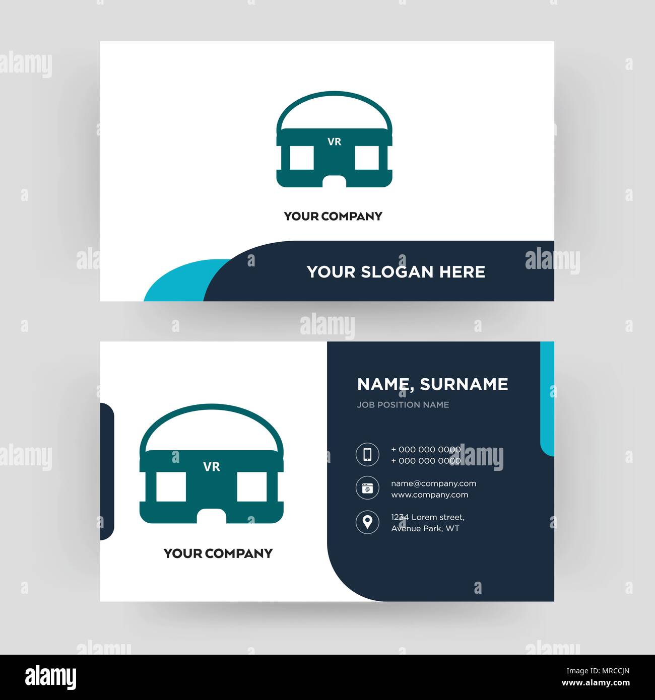 vr headset, business card design template, Visiting for your company ...