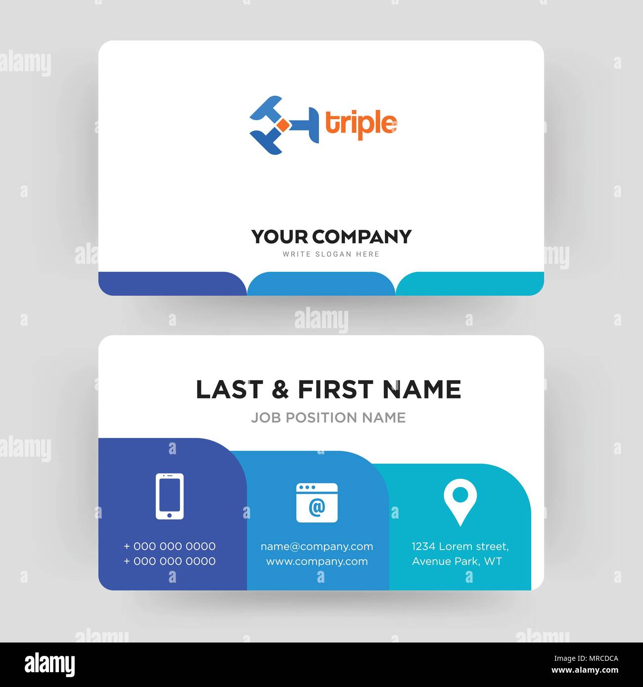 triple, business card design template, Visiting for your company ...