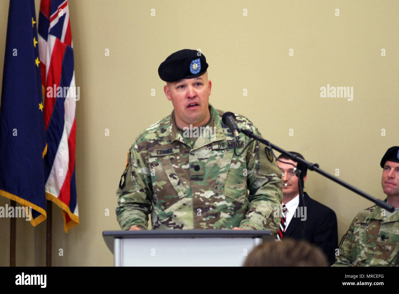The outgoing commander, Lt. Col. Trenton Conner, provides farewell ...
