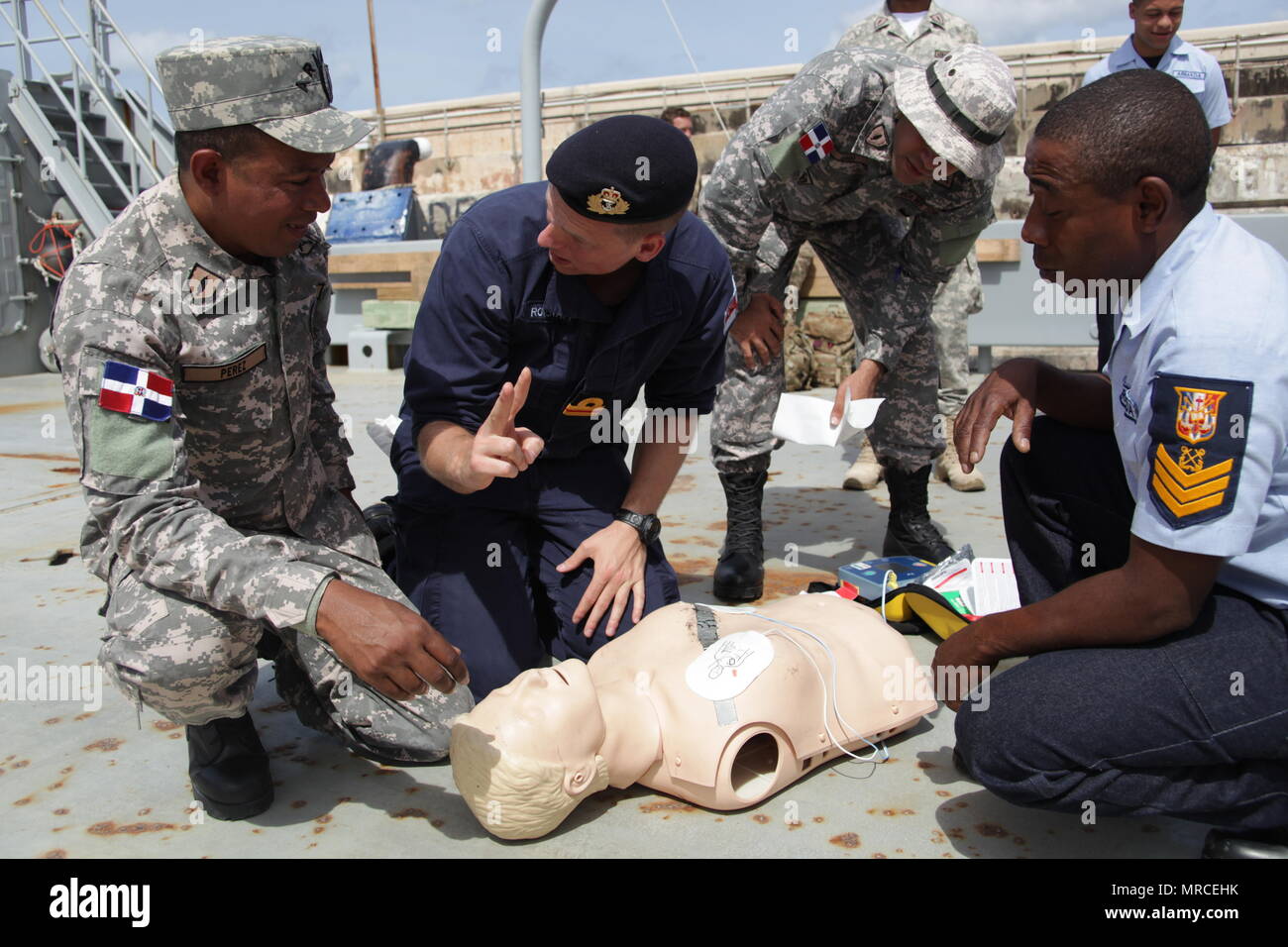 Surgeon Lieutenant Nathaniel Roocroft of the Royal Navy demonstrates ...