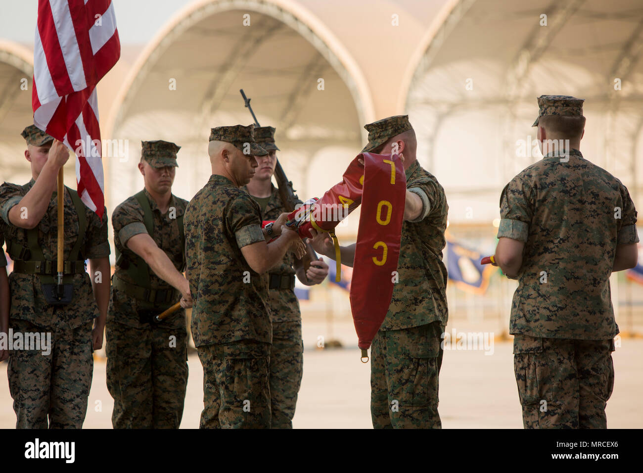 U.S. Marine Corps Sgt. Maj. Alex Narvaez, left, sergeant major of ...