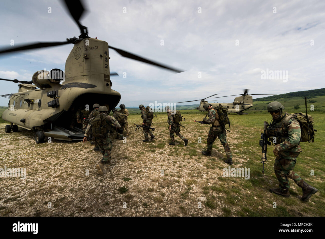 Dutch marines board American Chinook transport helicopters to conduct ...