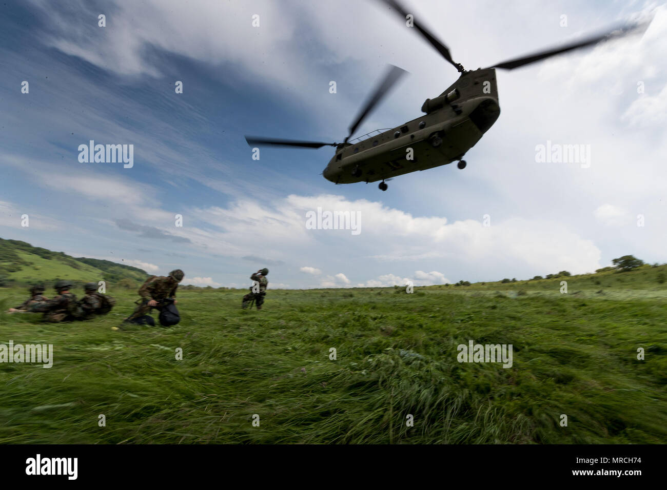 Helicopter extraction of Dutch marines after a raid on enemy positions ...