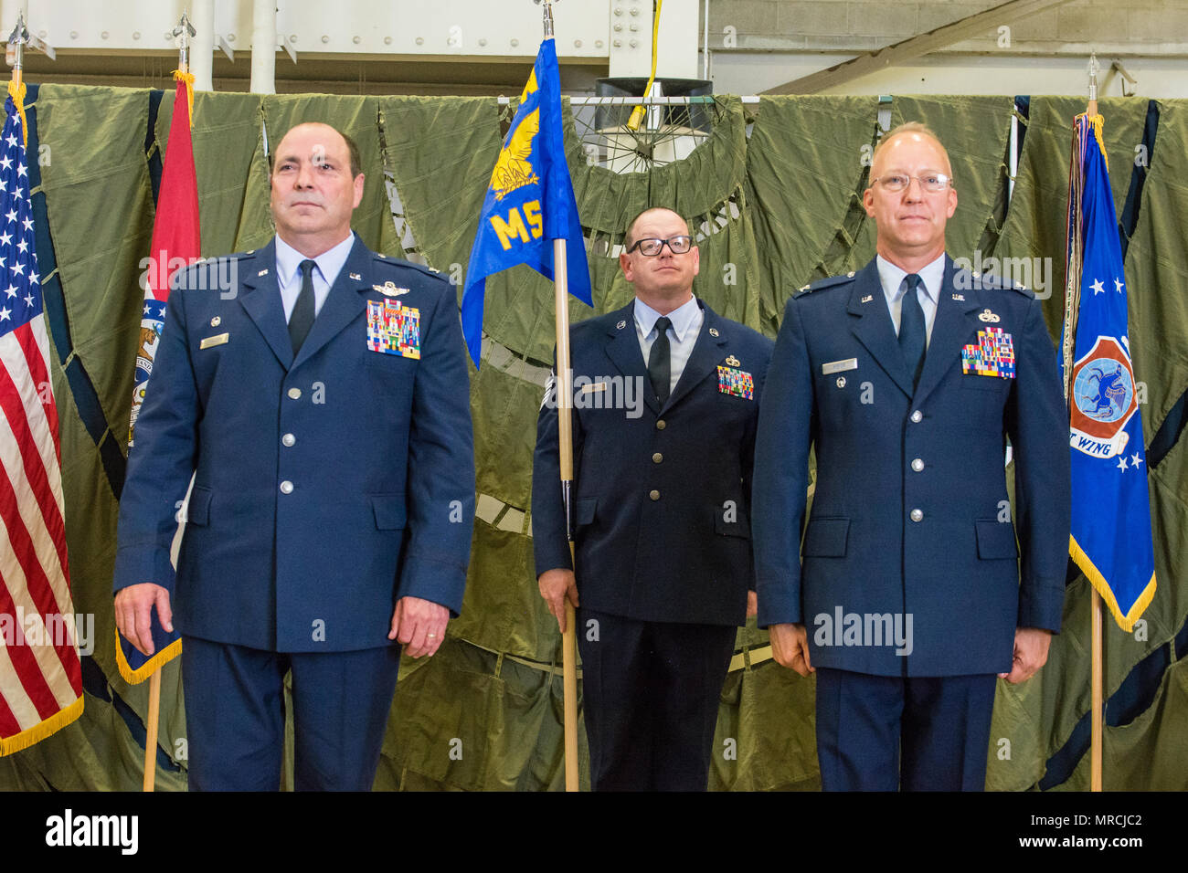 U.S. Air Force Col. Gordon Meyer (right) assumes command of the 139th ...