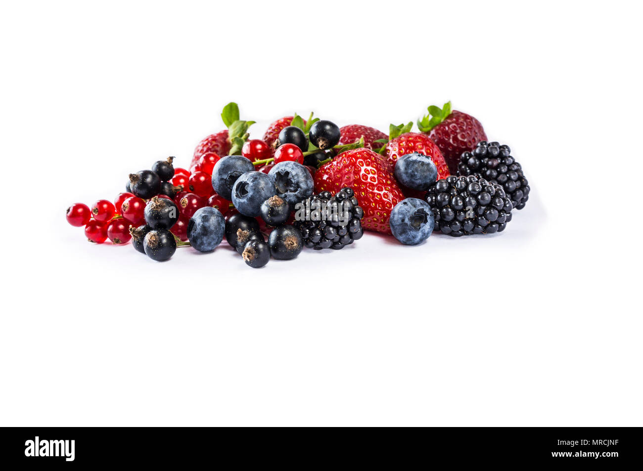 Set of fresh fruits and berries. Mix berries isolated on a white. Ripe ...